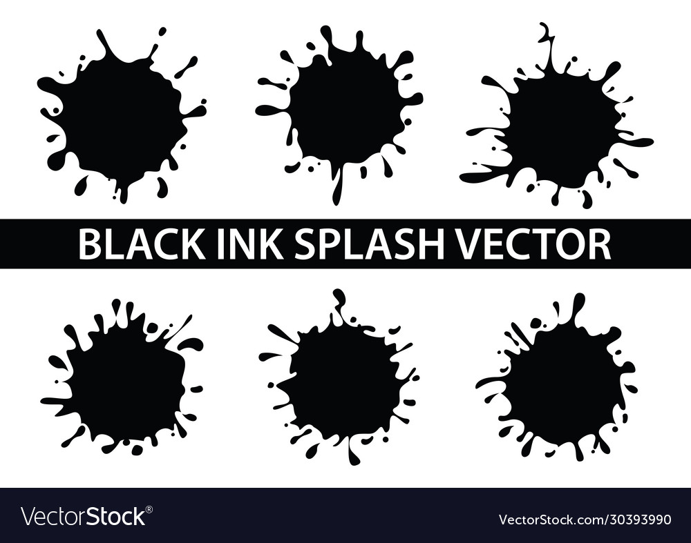 Black ink splashes set Royalty Free Vector Image