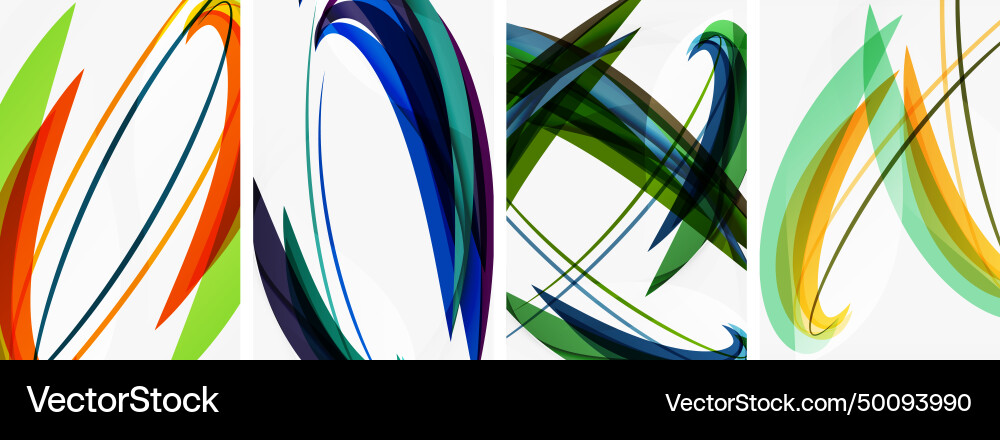 Colorful wave lines poster set for wallpaper Vector Image