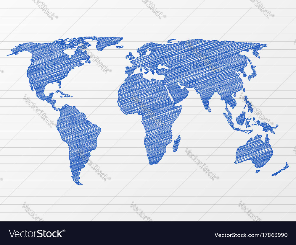 Drawing world map Royalty Free Vector Image - VectorStock