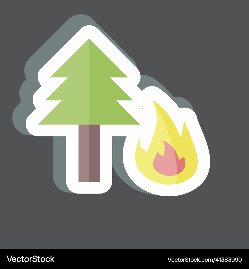 Forest fire sticker in trendy isolated on black Vector Image