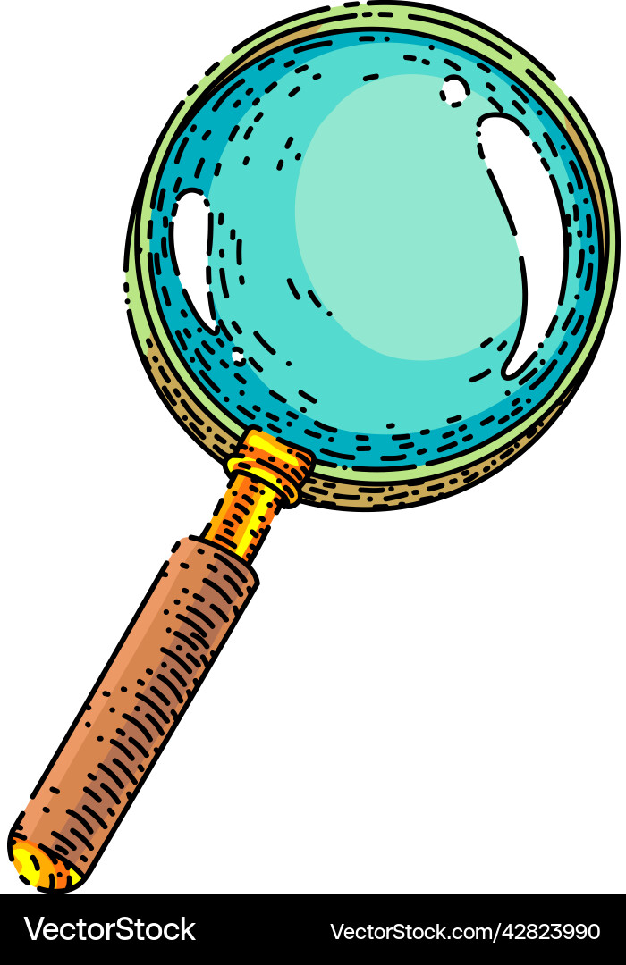 Glass zoom sketch hand drawn Royalty Free Vector Image