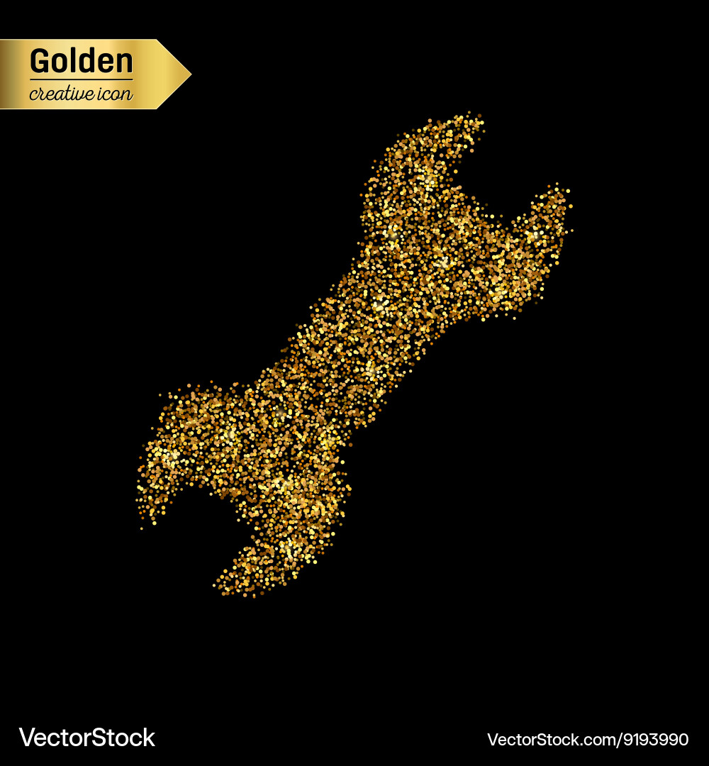 Gold Glitter Ikone von spanner isoliert Lizenzfreier Vektor