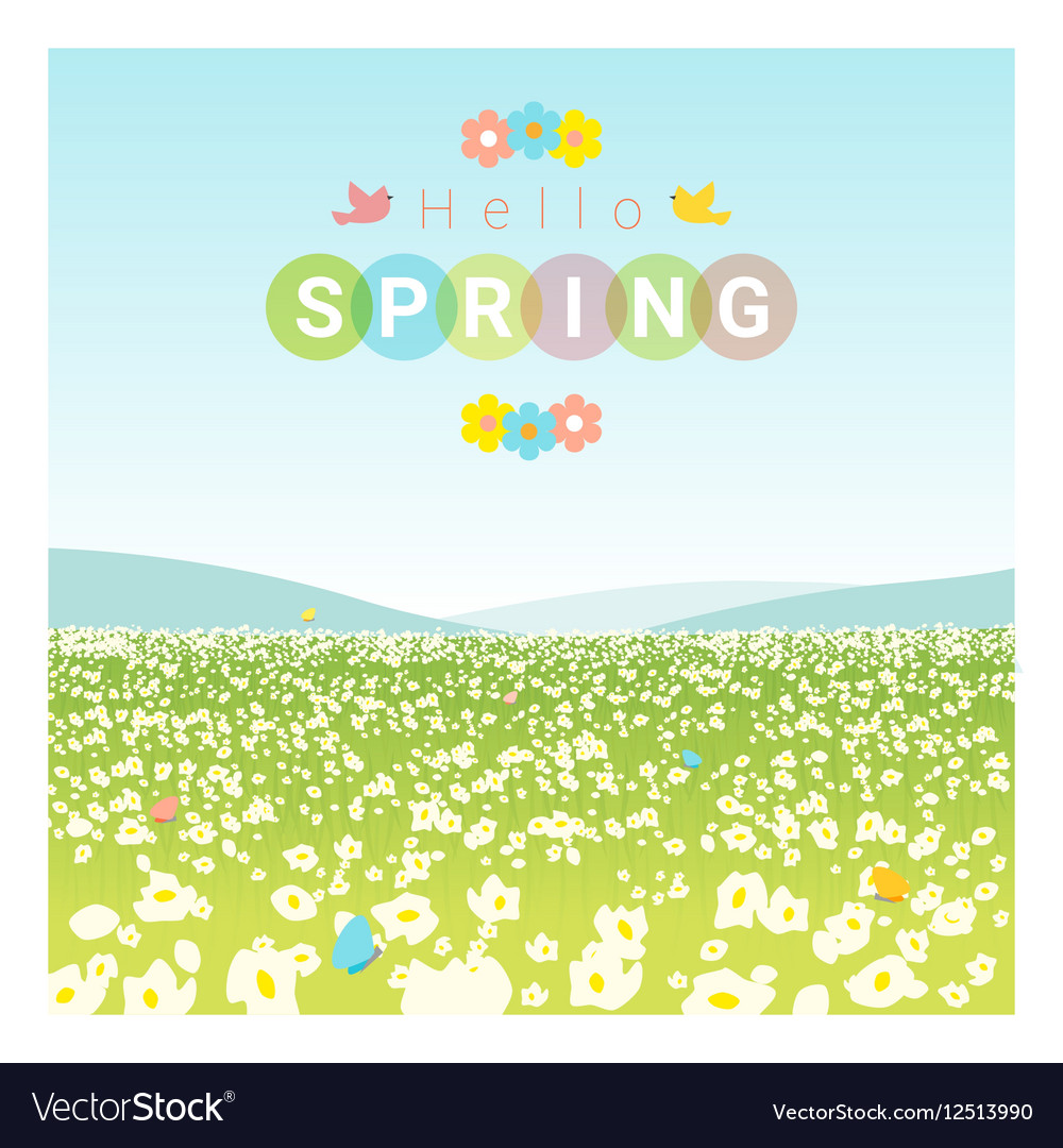 Hello spring landscape background Royalty Free Vector Image
