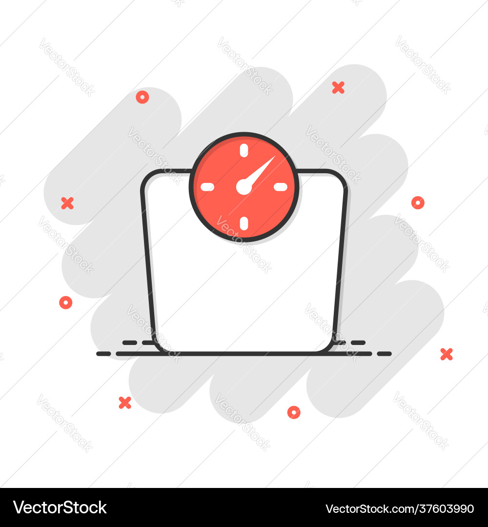 Scale icon in comic style balance cartoon Vector Image