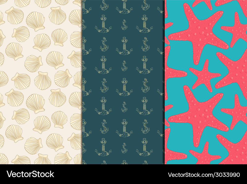 Seamless pattern sea set Royalty Free Vector Image