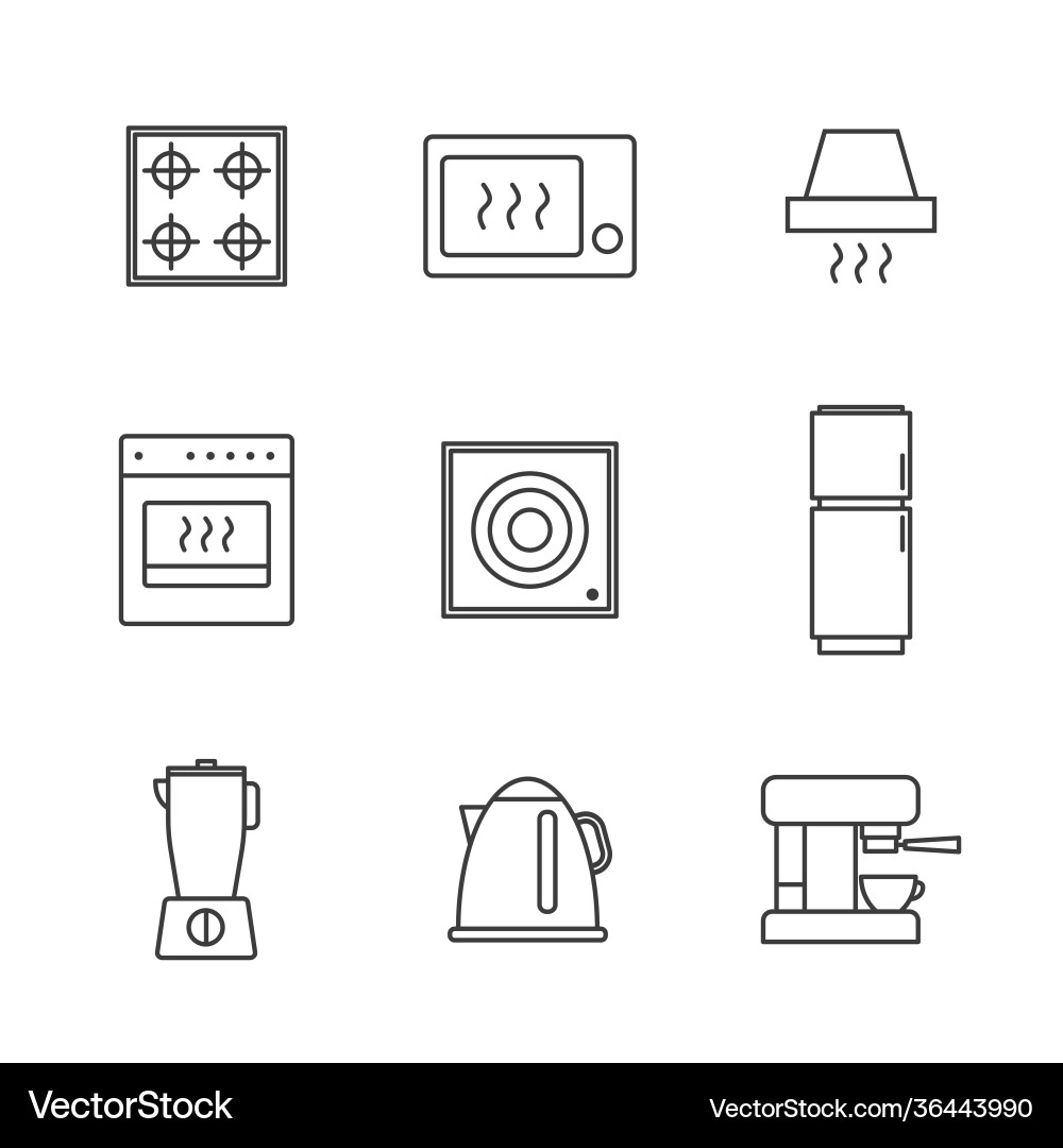 Set simple kitchen appliances icon in trendy Vector Image