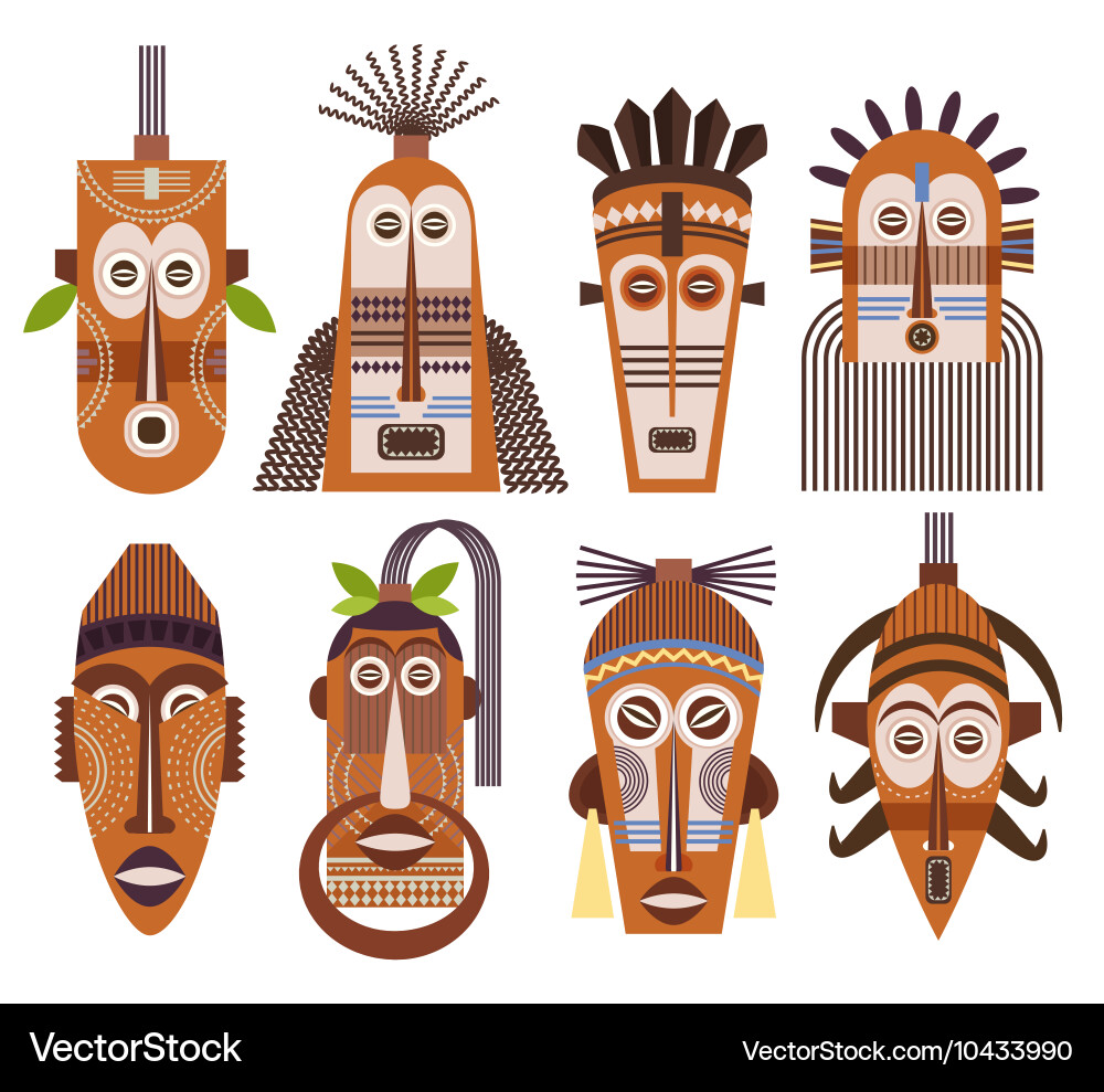 Tribal ethnic mask icons Royalty Free Vector Image