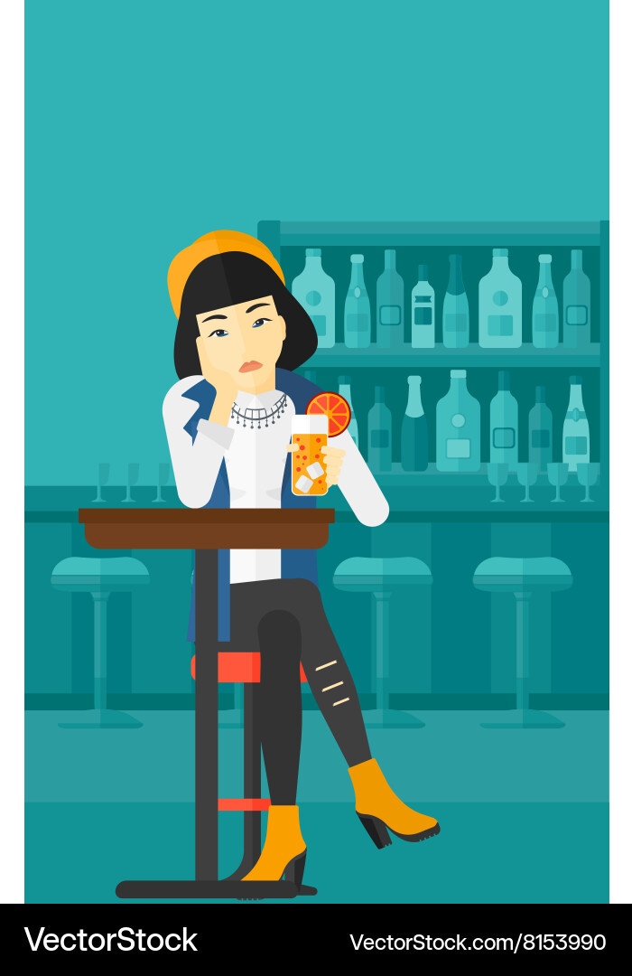 Woman sitting at bar Royalty Free Vector Image