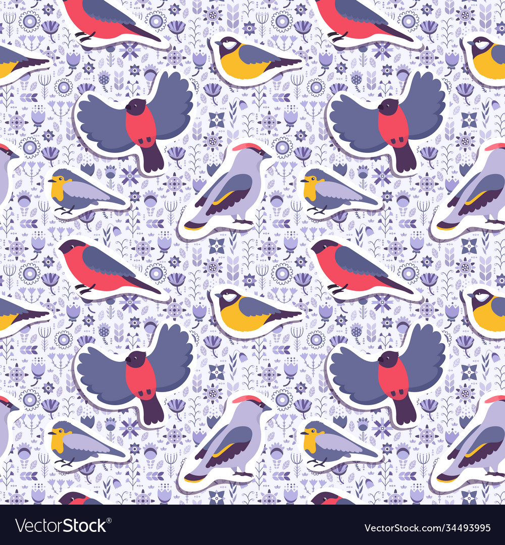 Birds pattern winter Royalty Free Vector Image