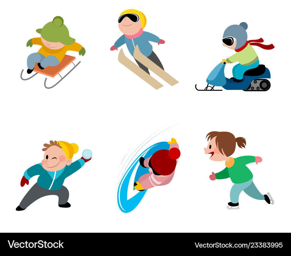 Children and winter games Royalty Free Vector Image