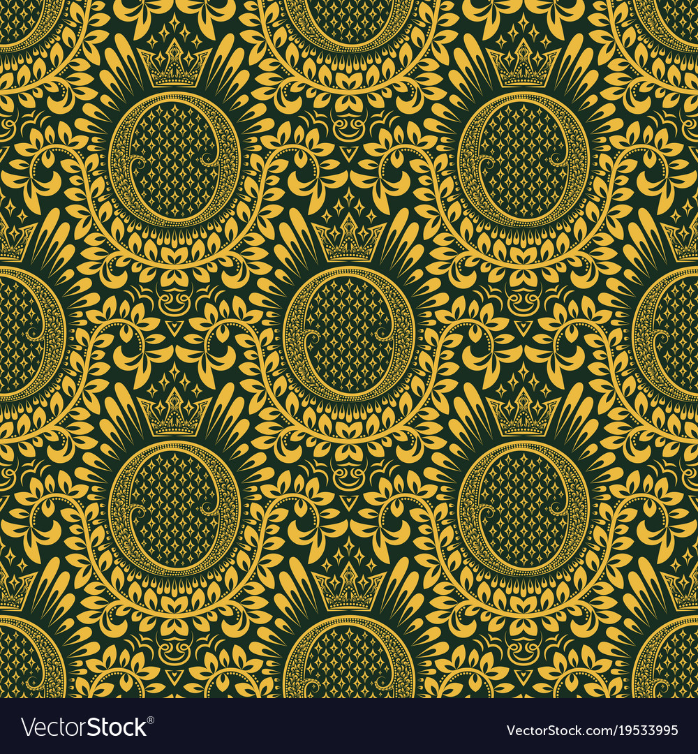 Damask seamless pattern repeating background Vector Image