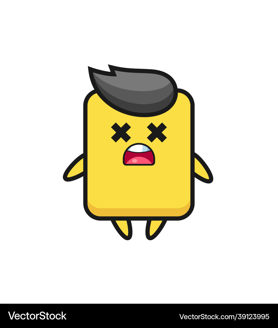 Dead yellow card mascot character Royalty Free Vector Image