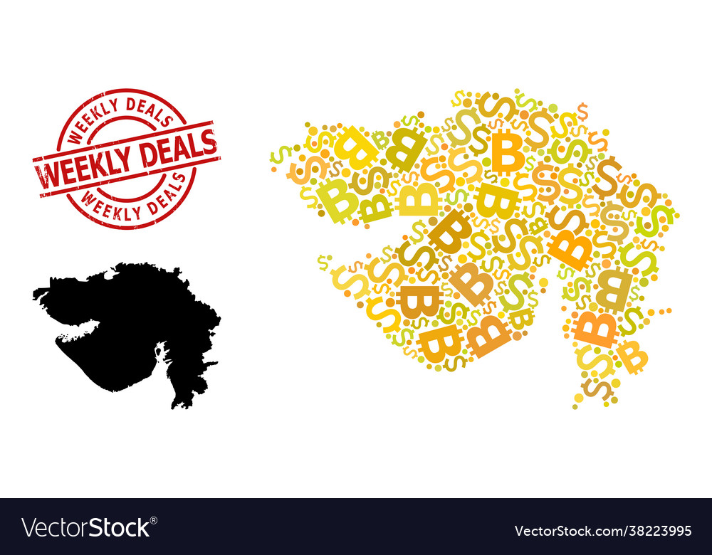 Distress weekly deals stamp with dollar and btc Vector Image