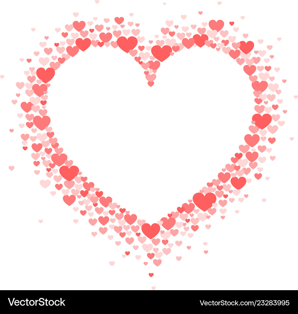 Frame coral hearts in shape a hart Royalty Free Vector Image