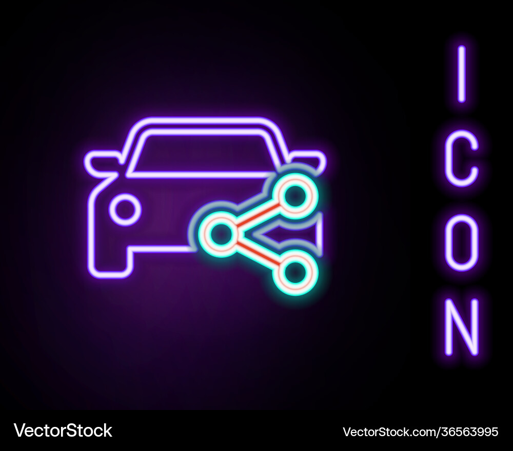 Glowing neon line car sharing icon isolated Vector Image