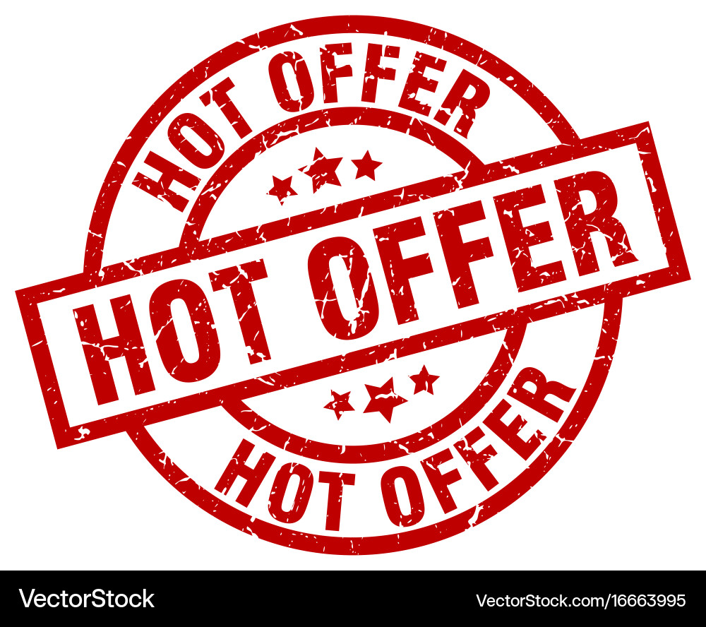Hot offer round red grunge stamp Royalty Free Vector Image
