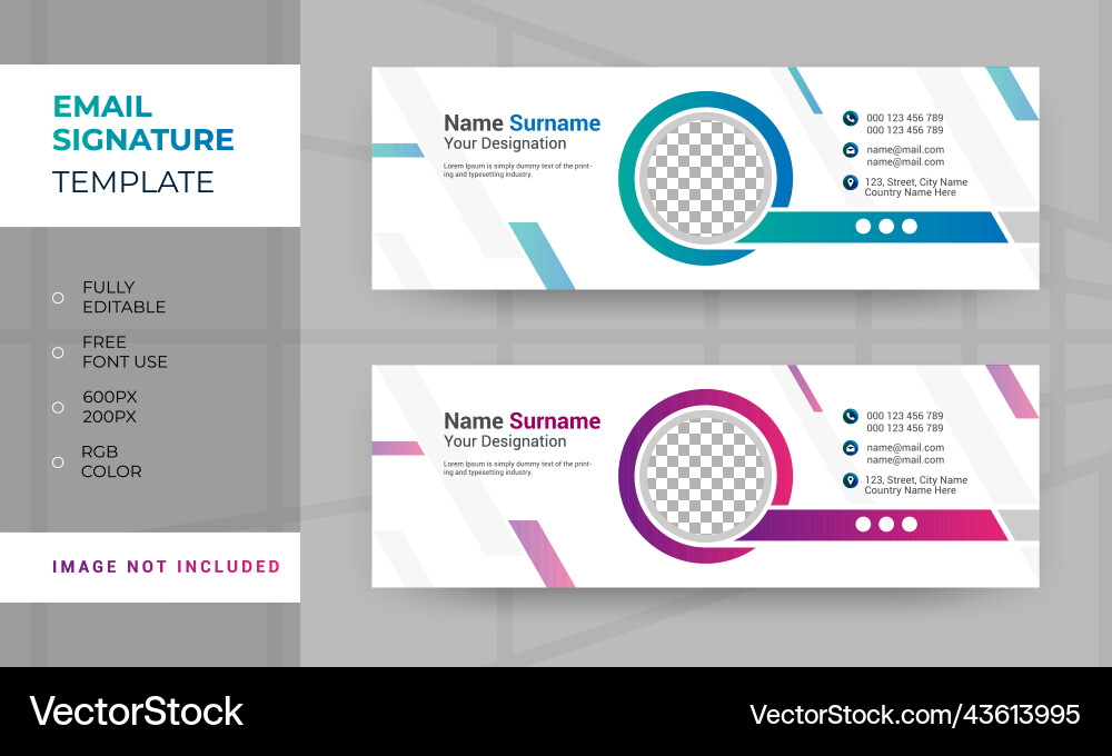 Modern geometric email signature template design Vector Image