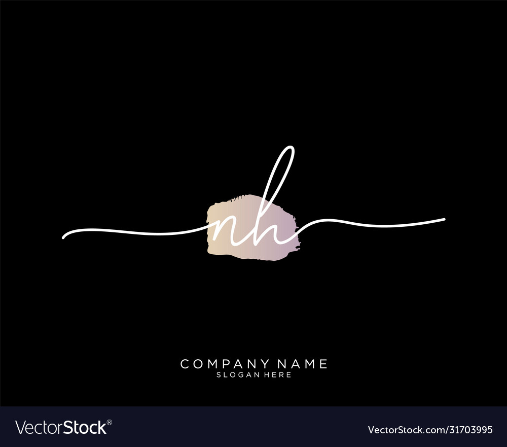 Nh initial handwriting logo design Royalty Free Vector Image