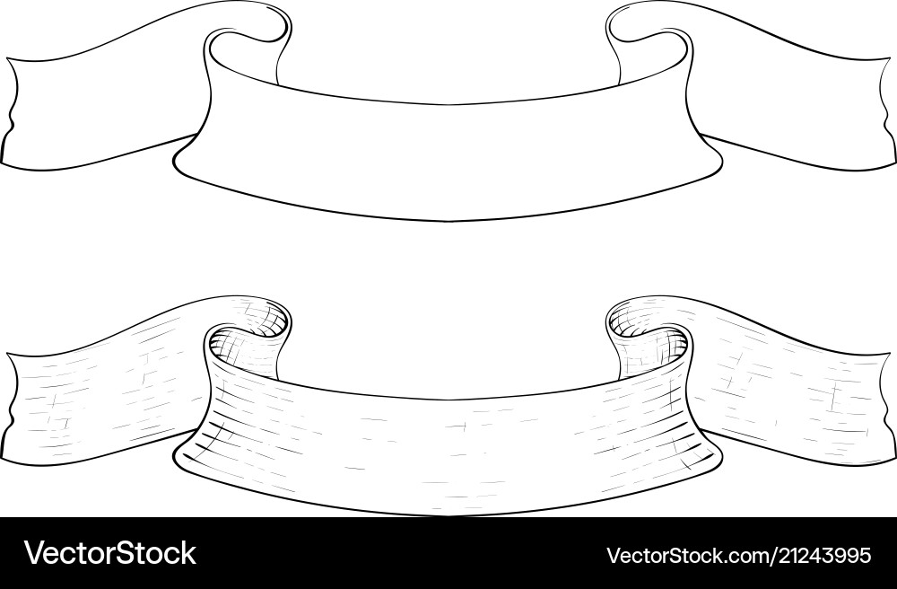 Ribbon banners outline sketch Royalty Free Vector Image