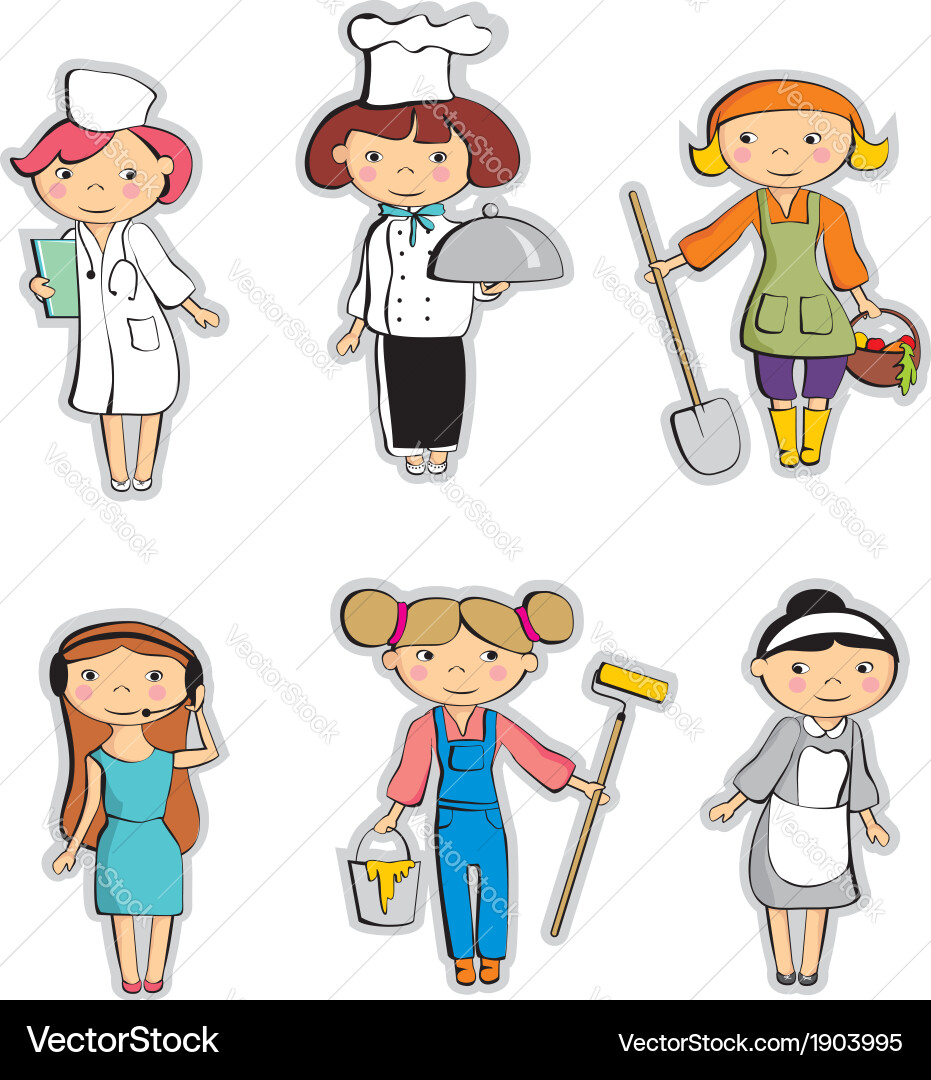 Set of professionals cartoon Royalty Free Vector Image