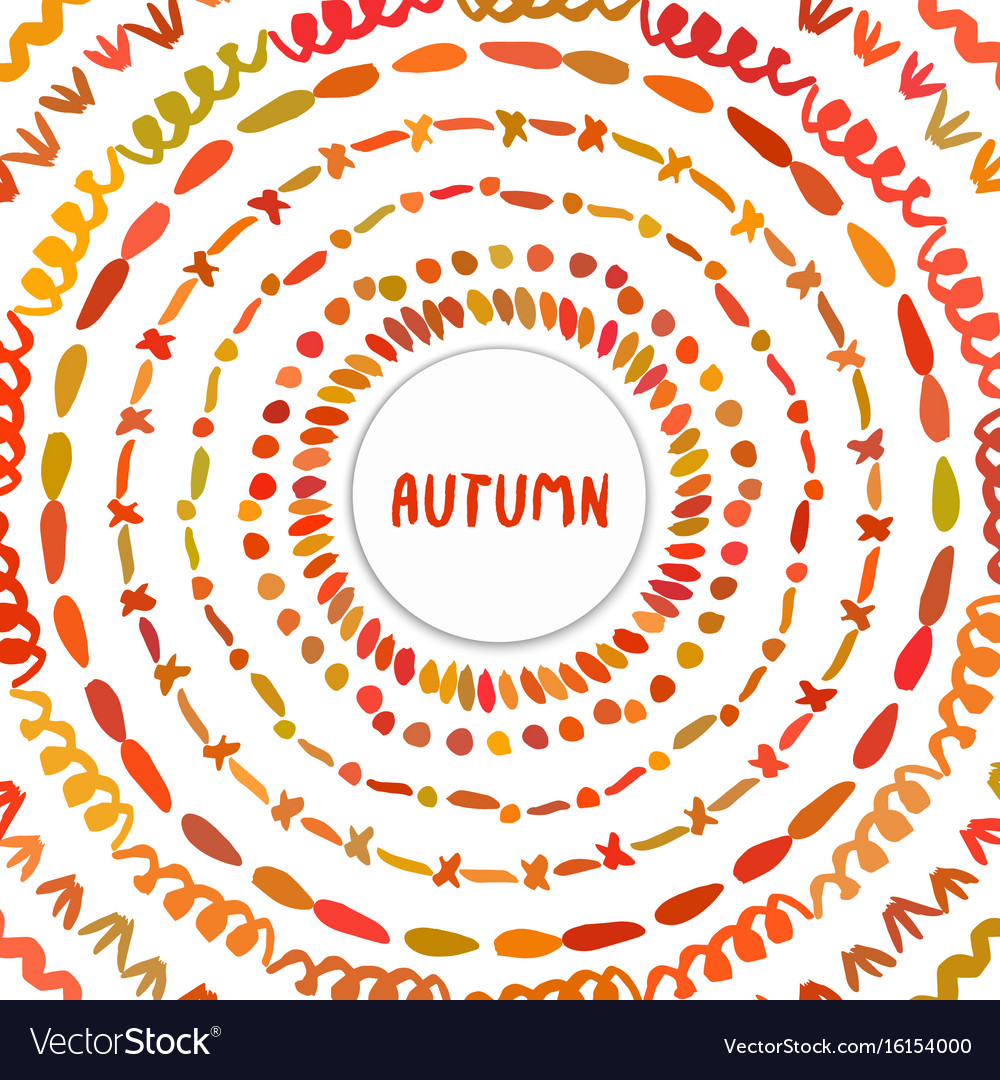 Autumn background circle hand drawn frame Vector Image