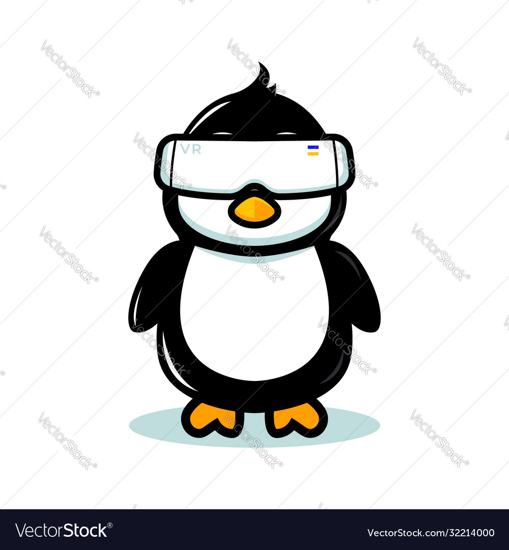 Cute penguin mascot modern technology theme Vector Image