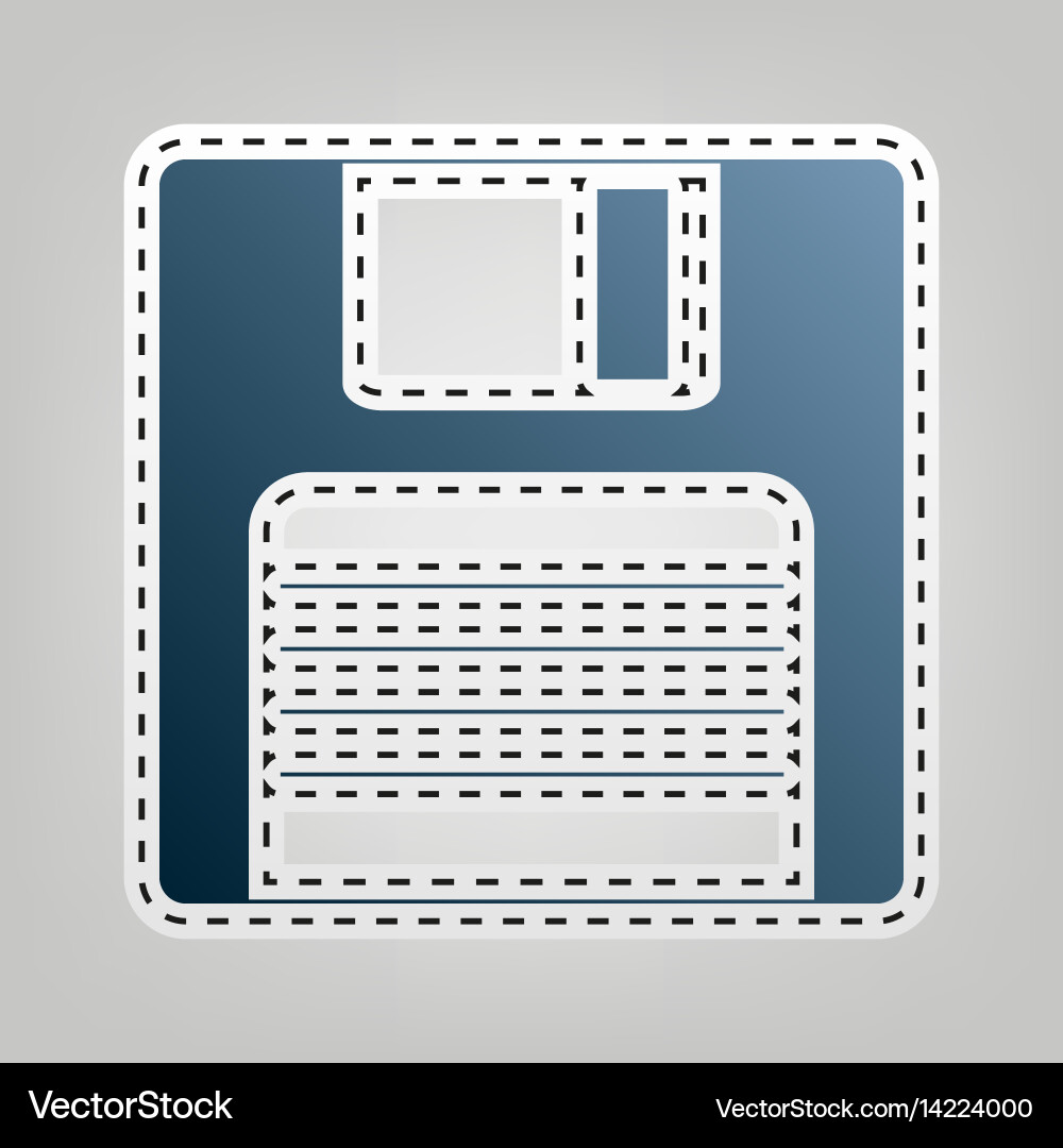 Floppy disk sign blue icon with outline Royalty Free Vector