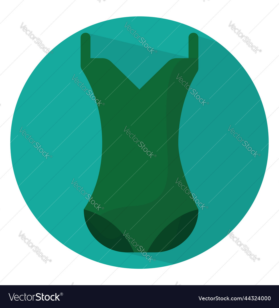 Green One Piece Swimsuit On A White Background Vector Image