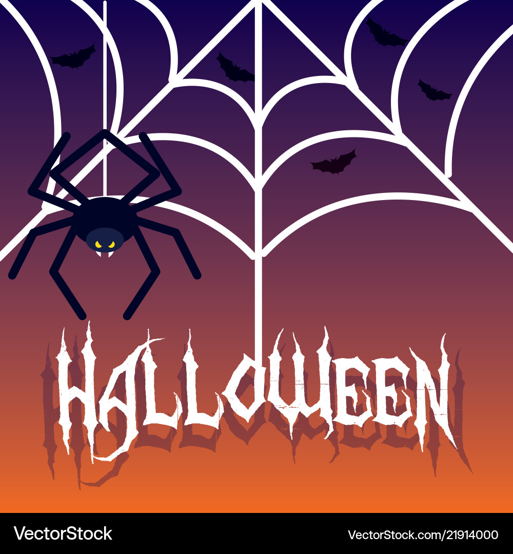 Halloween card with spider Royalty Free Vector Image