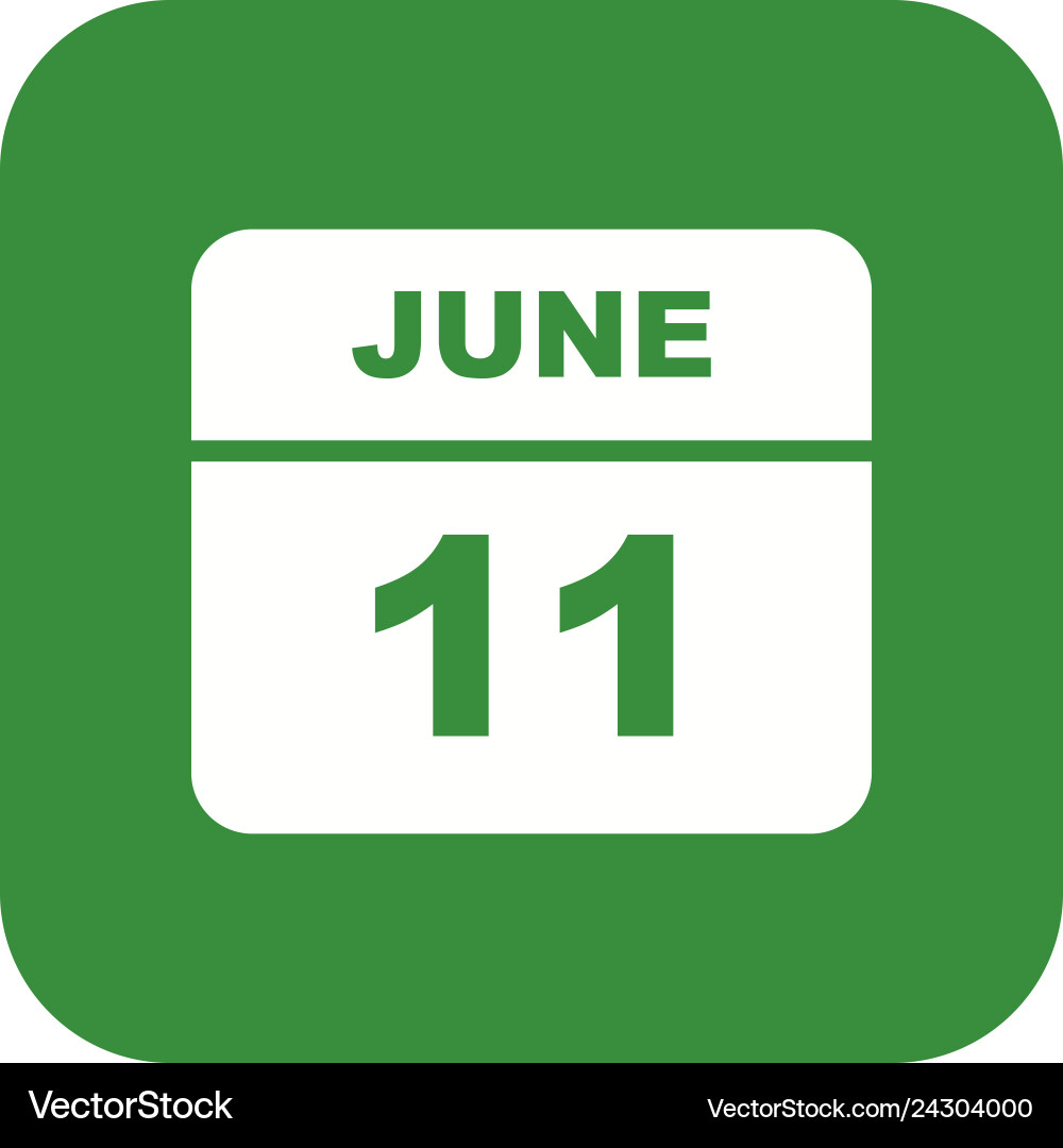 June 11th date on a single day calendar Royalty Free Vector