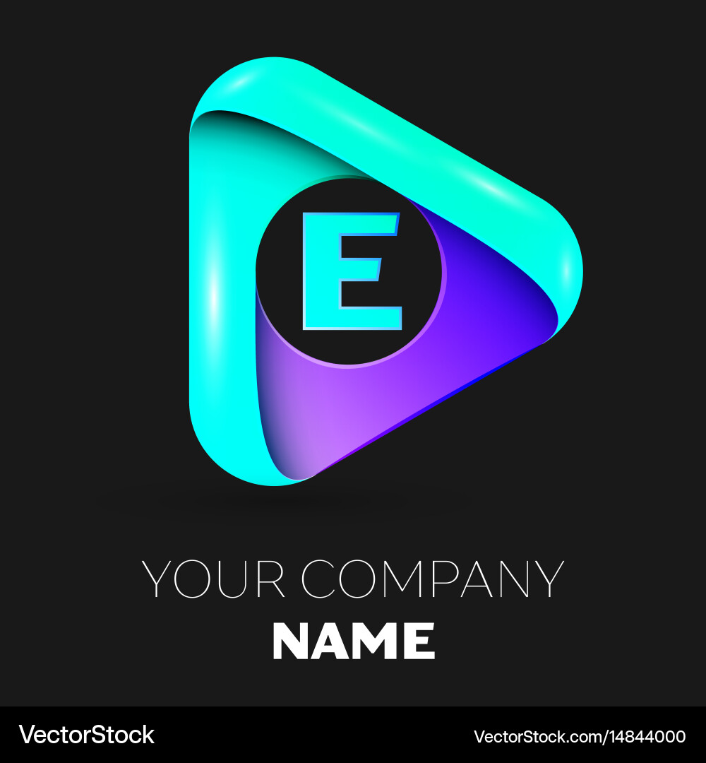 Letter e symbol in the colorful triangle Vector Image