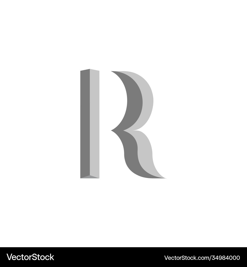 Letter r curves 3d logo Royalty Free Vector Image