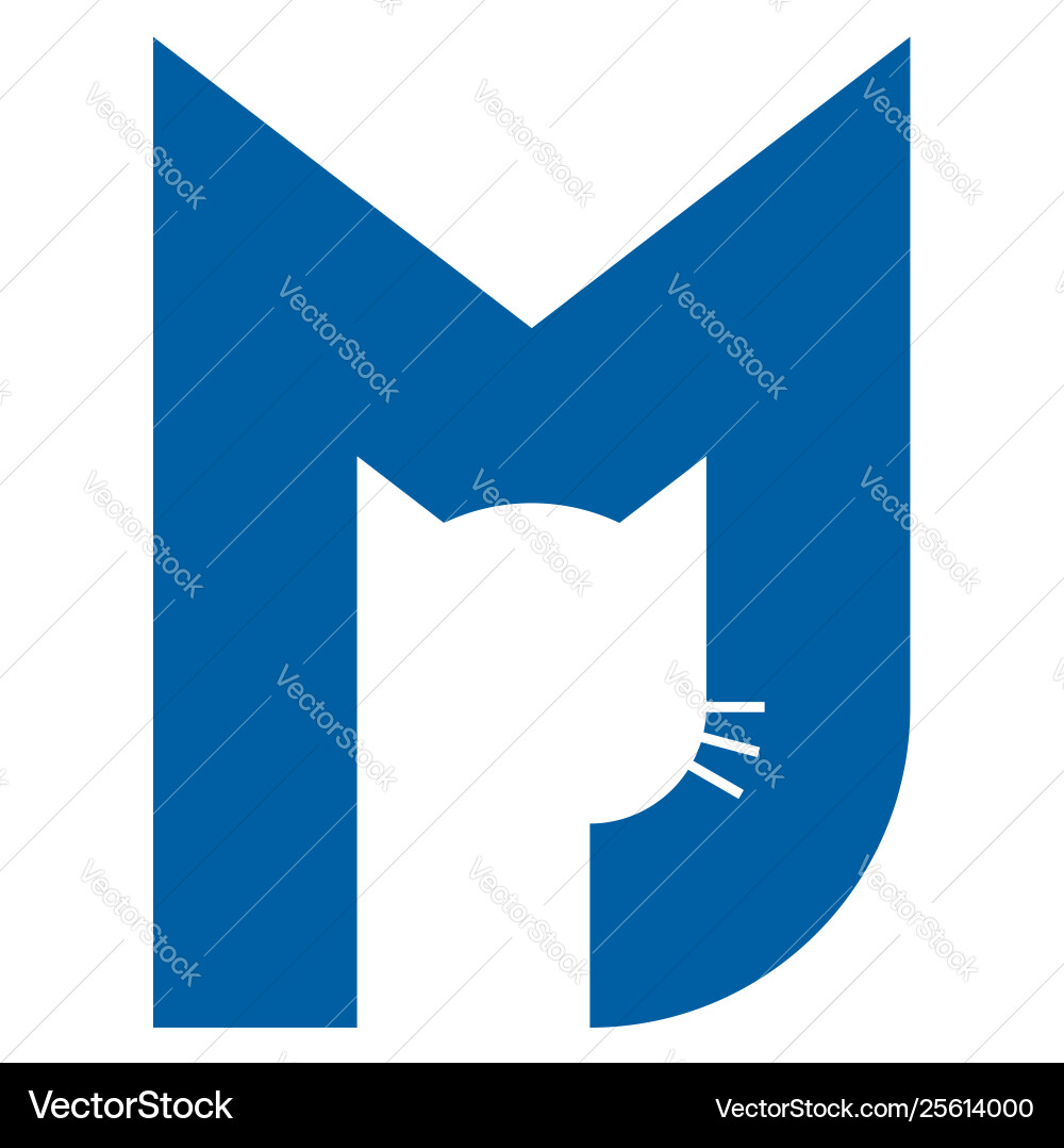 Simple and symbolic inner blue cat logo Royalty Free Vector