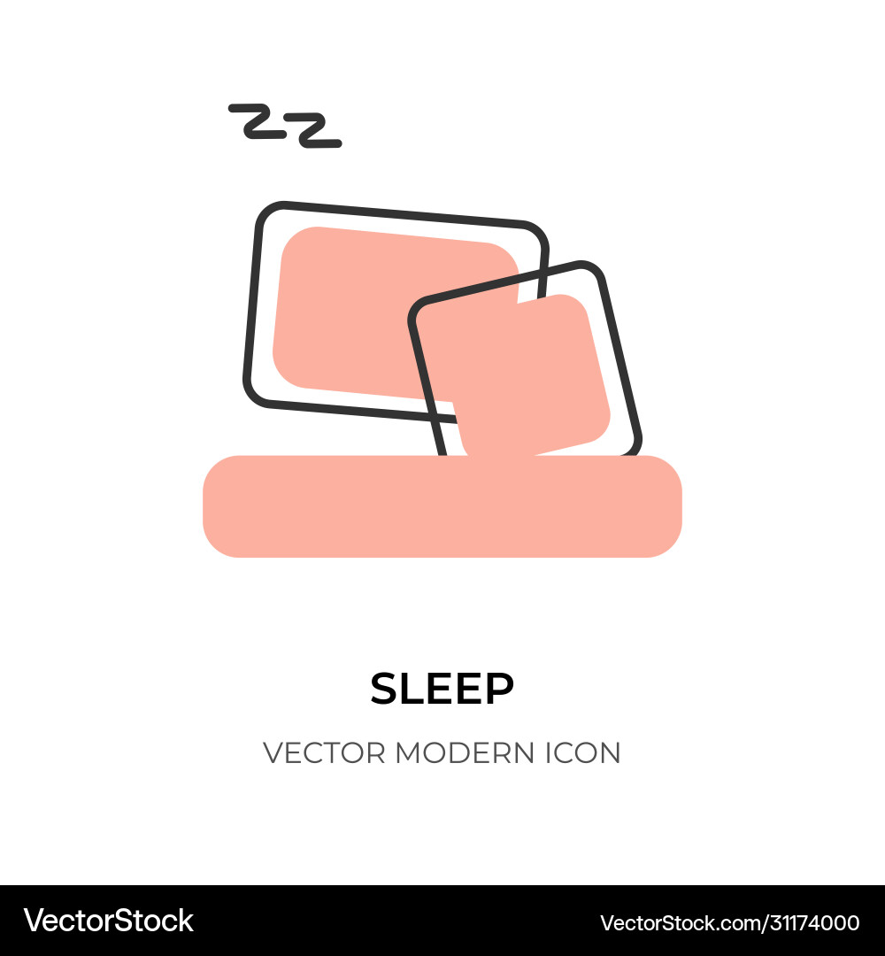 Sleep flat line icon rest pillow logo bed Vector Image