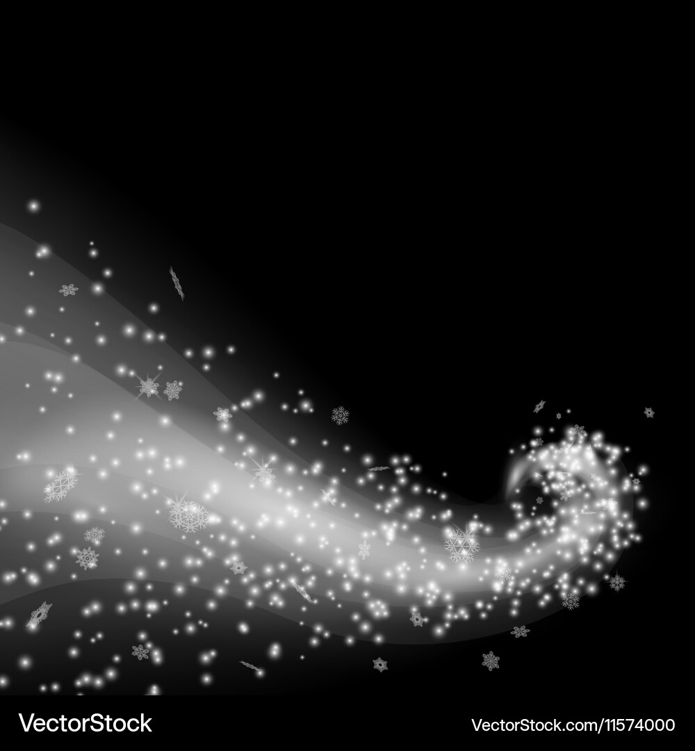 Swirling snow on black background wave Royalty Free Vector