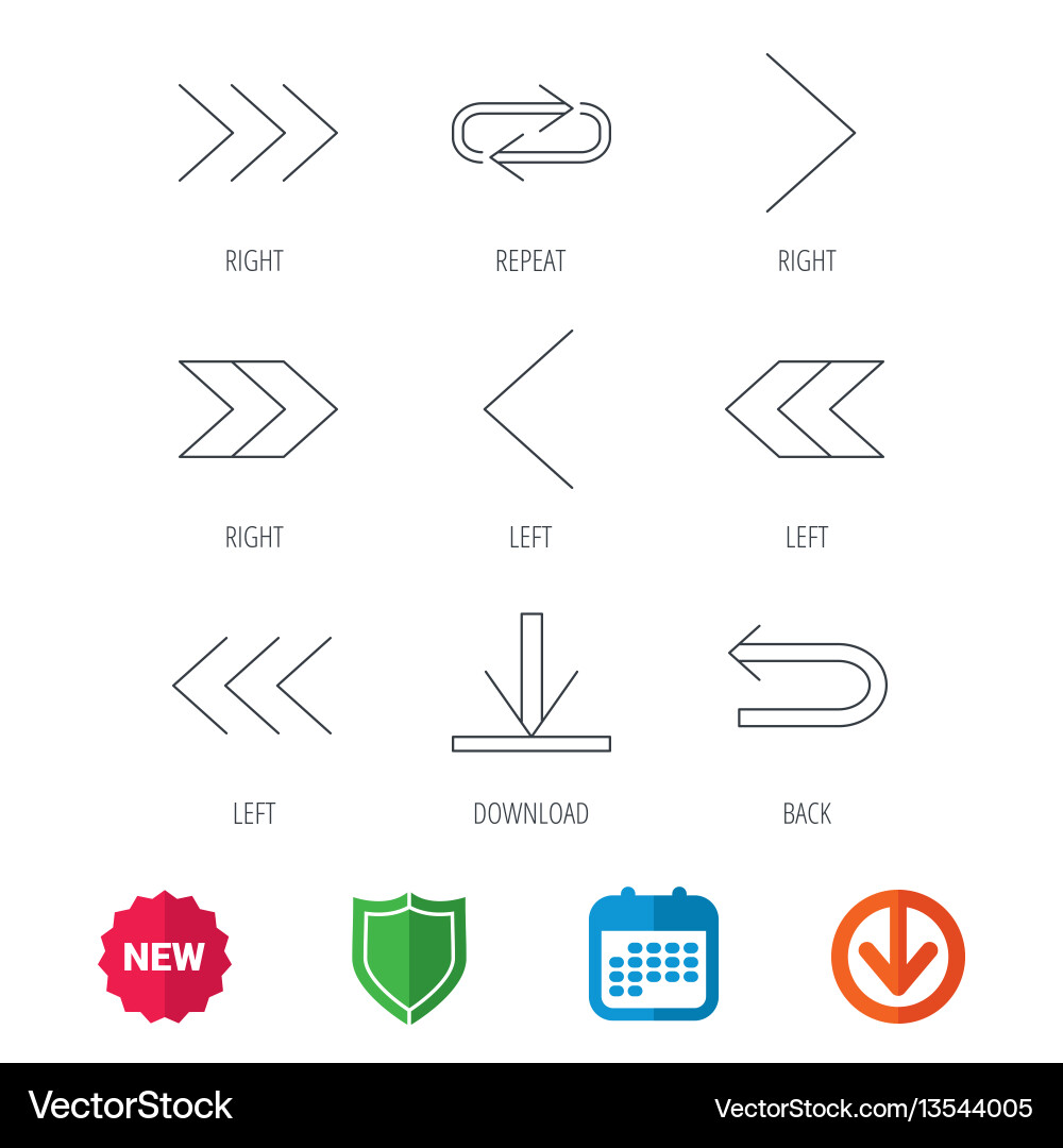 Arrows icons download repeat linear signs Vector Image