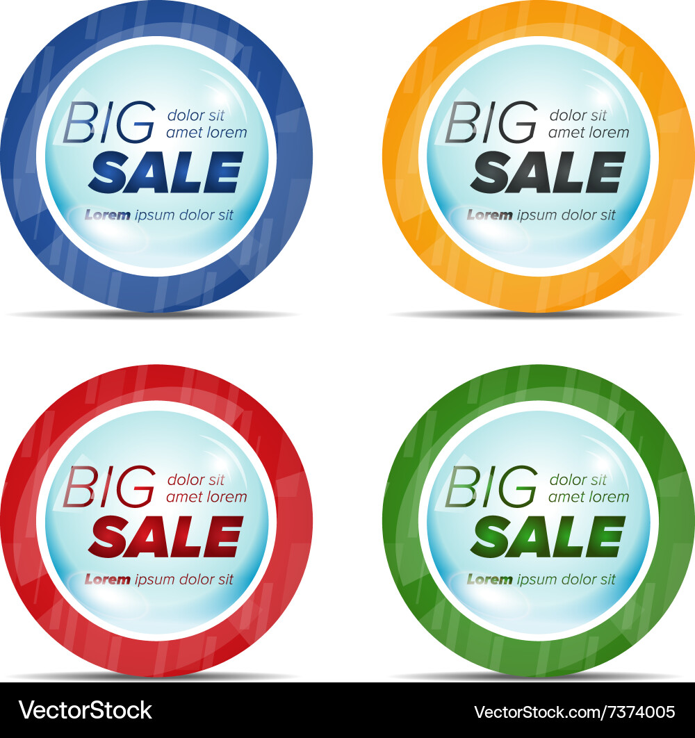 Big sale circle stickers in a bubble Royalty Free Vector