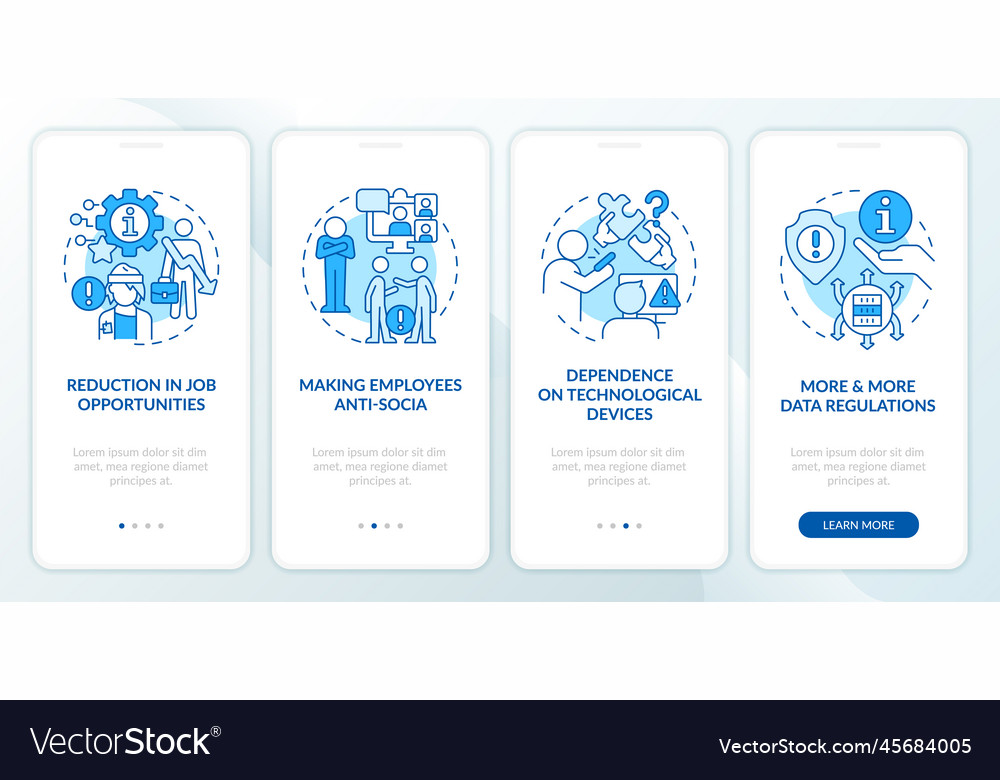 Business ict disadvantages blue onboarding mobile Vector Image Business ict disadvantages blue onboarding mobile Vector Image
