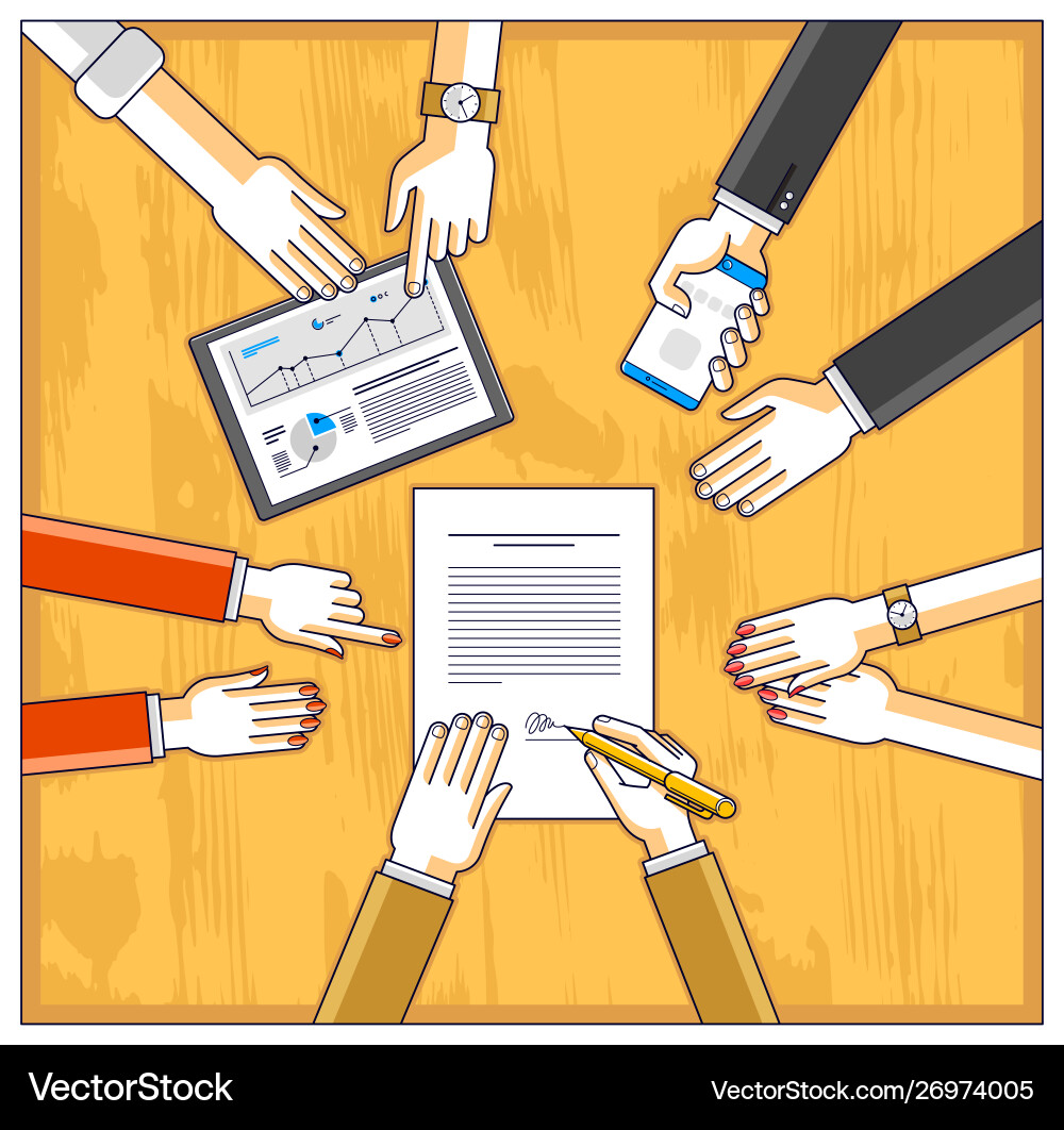 Business team make a presentation for investor Vector Image