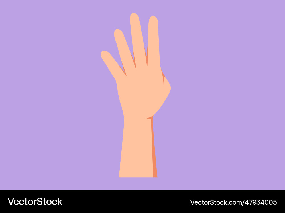 Cartoon flat style drawing hand count number four Vector Image