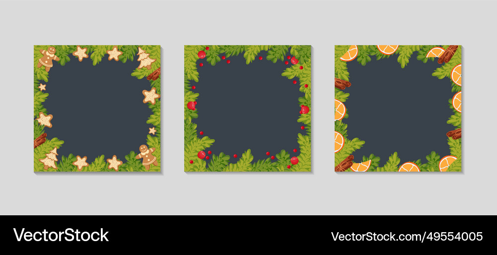 Christmas square frame set for social media Vector Image