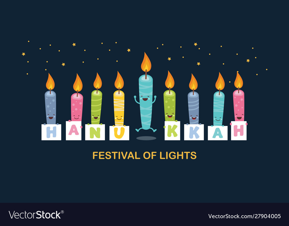 Greeting card for jewish holiday hanukkah Vector Image
