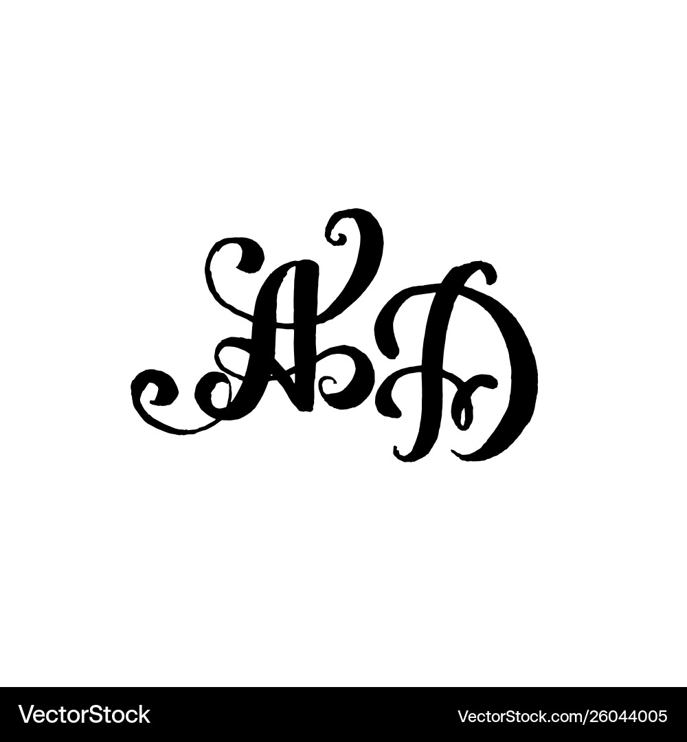 Hand drawn letters a and d for wedding logo Vector Image