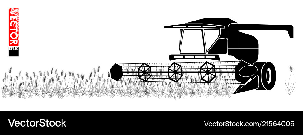 Harvester collecting grain in field a simple Vector Image