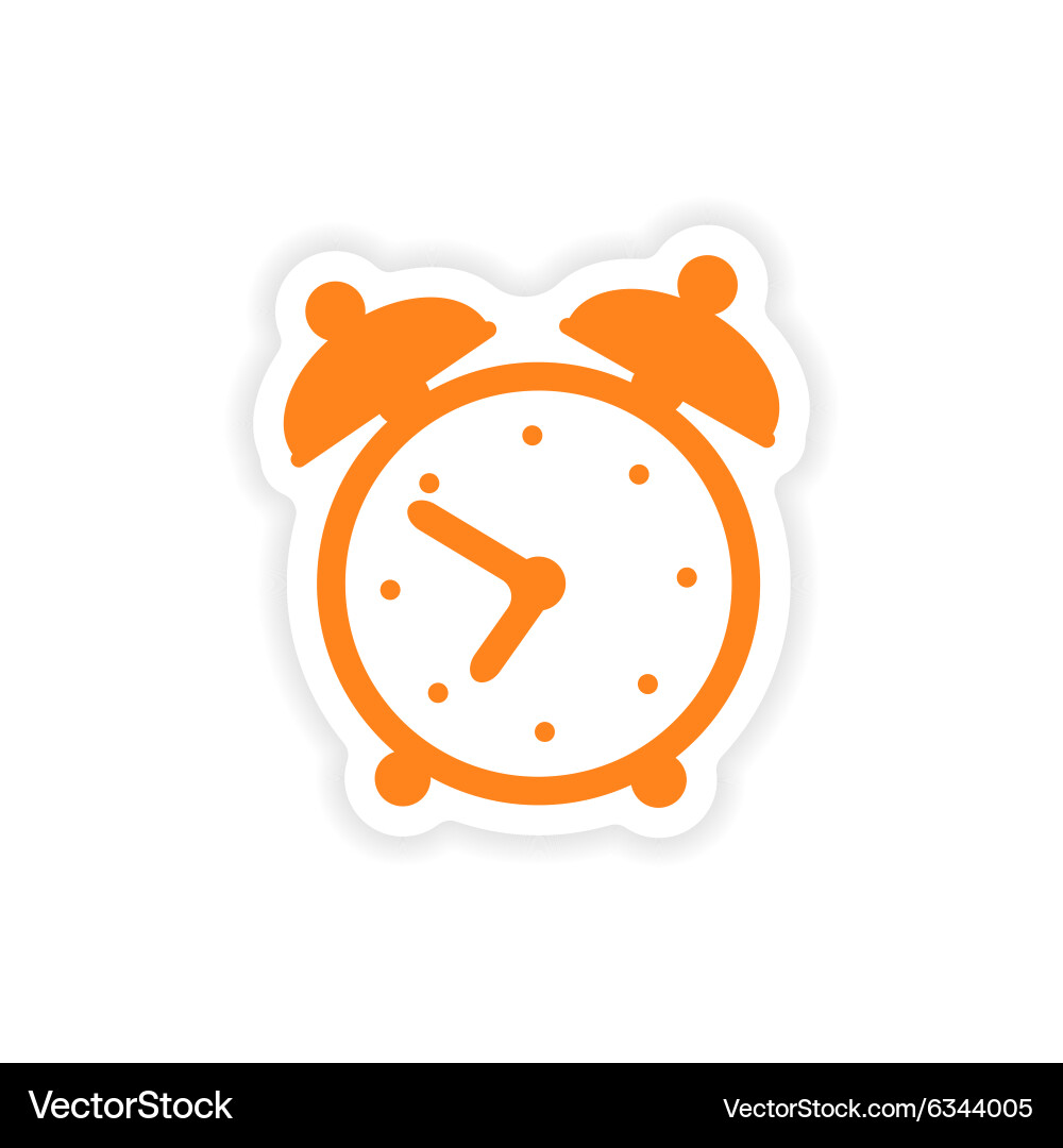 Icon sticker realistic design on paper alarm clock