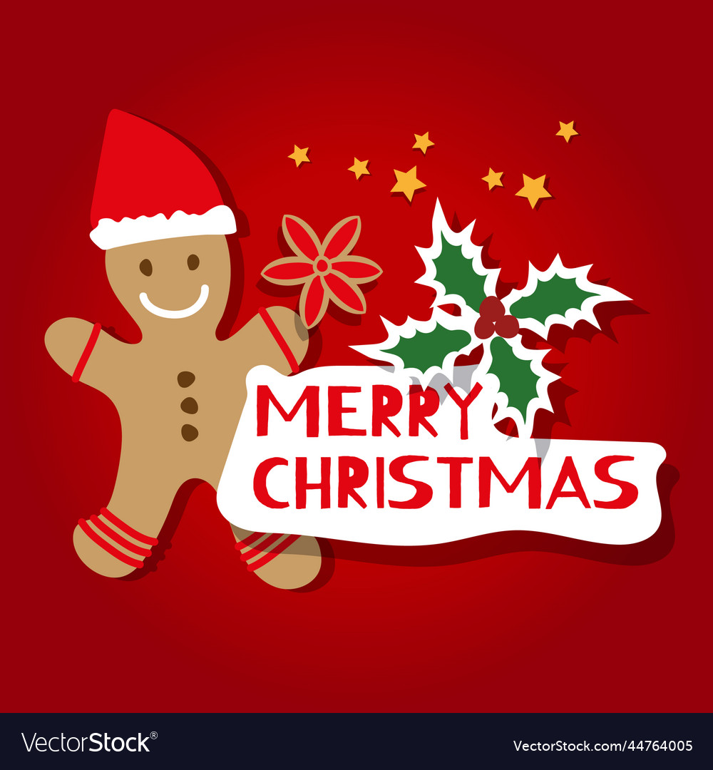 Merry christmas background gingerbread cookie Vector Image