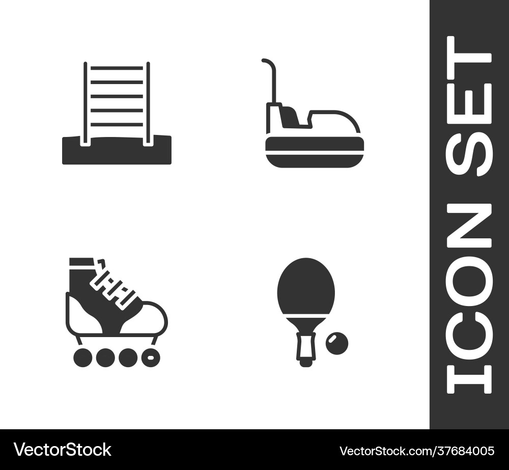 Set racket and ball swedish wall roller skate Vector Image