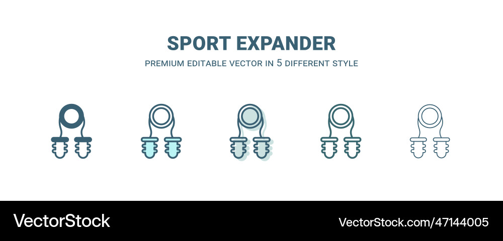 Sport expander icon in 5 different style outline Vector Image
