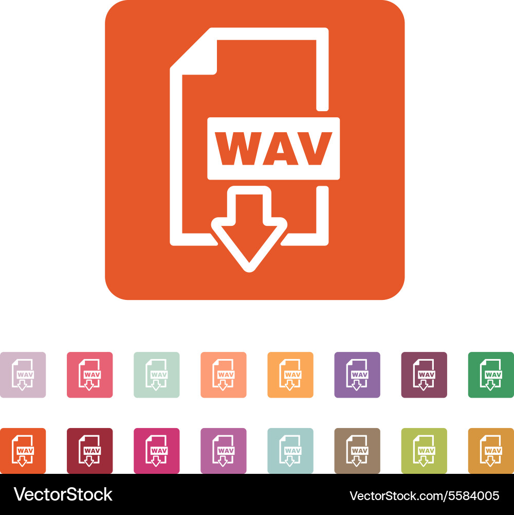 Wav icon file audio format symbol flat Royalty Free Vector