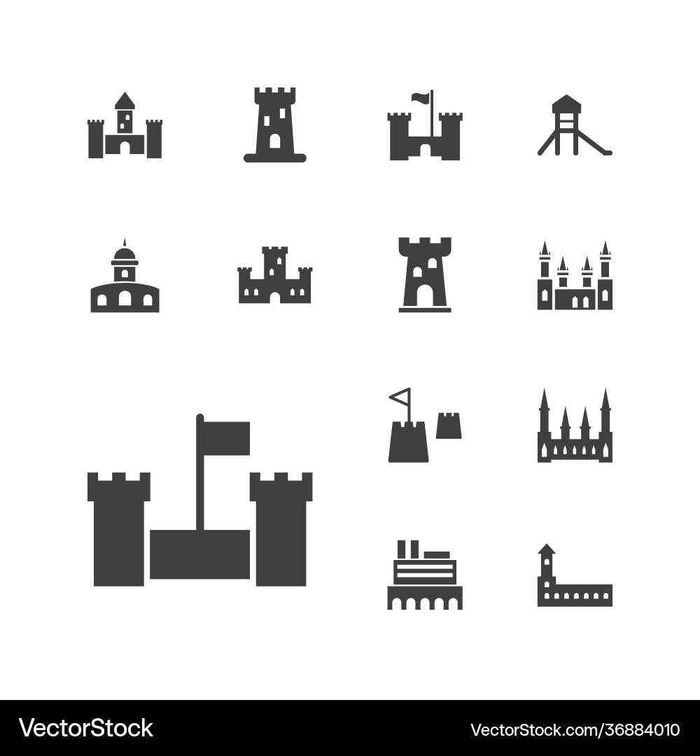 13 fortress icons Royalty Free Vector Image - VectorStock